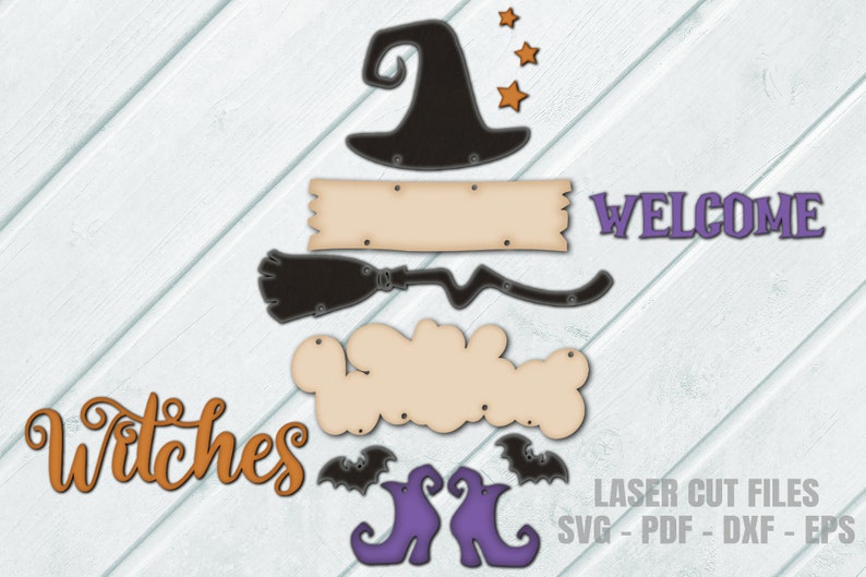 Halloween Door Hanger SVG Laser Cut Files: Witch Welcome Sign SVG ...