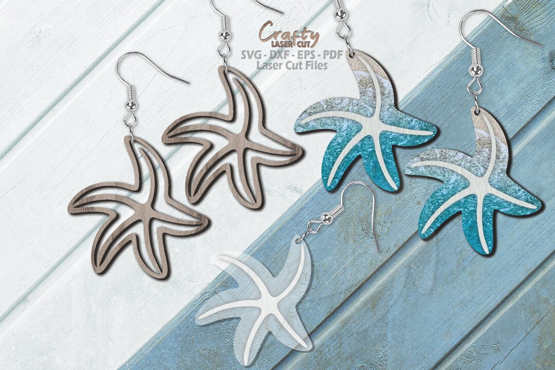 Beach Earrings SVG - Laser Cut Files - Starfish SVG - Beach SVG ...