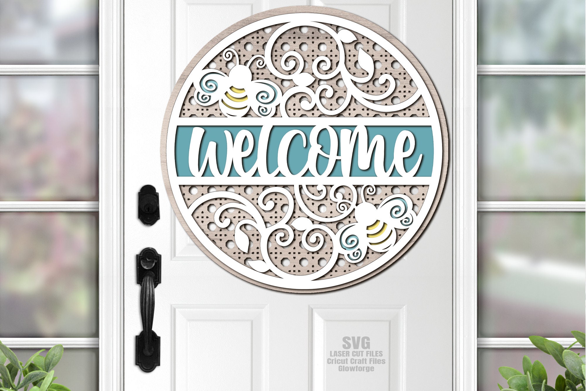 Bee Welcome SVG Laser Cut Files Bee Sign Svg Welcome - Etsy
