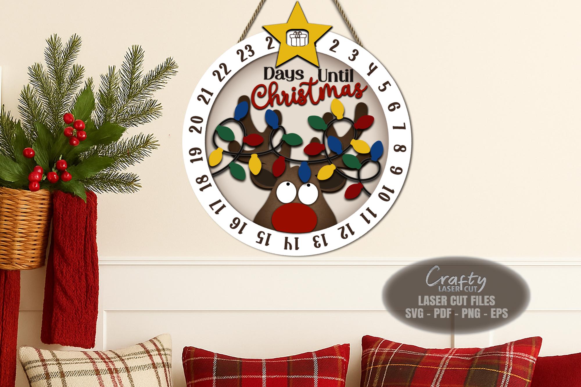 Christmas Countdown SVG, Reindeer SVG, Laser Cut Files, Days Until ...