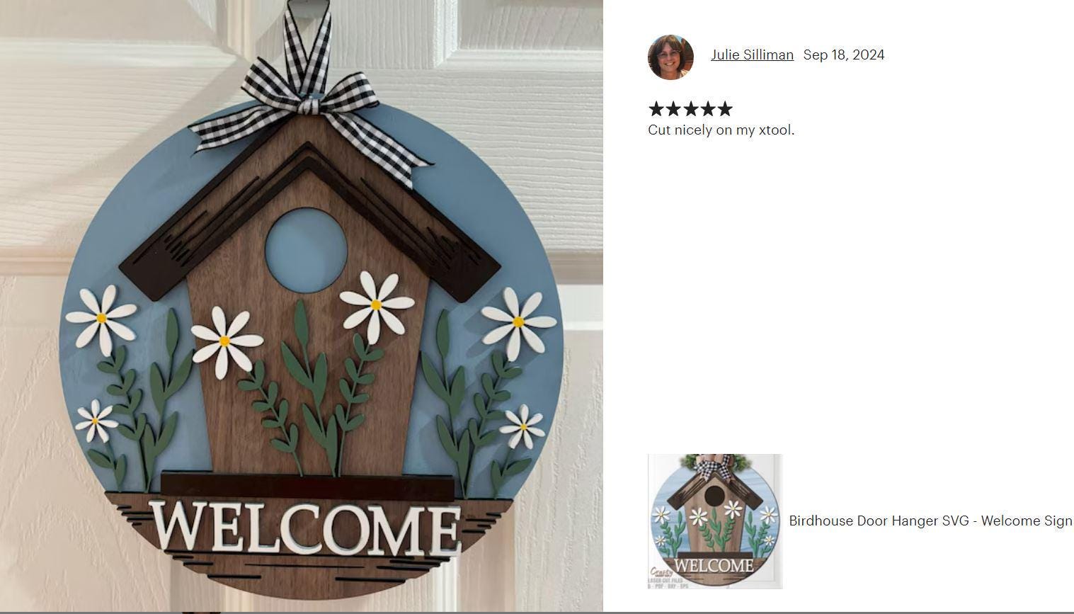 Birdhouse Welcome Sign SVG Laser Cut Files: Daisy Door Hanger SVG ...