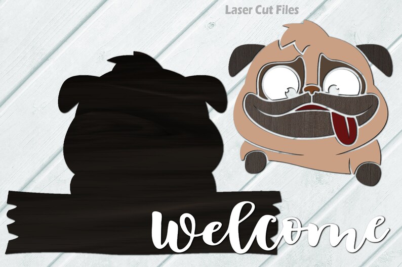 Dog Door Hanger SVG Laser Cut Files Pug SVG Dog SVG Pug - Etsy
