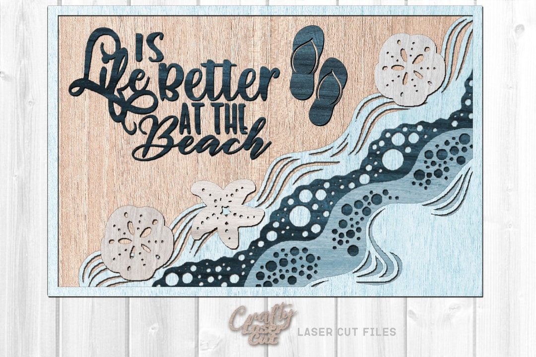 Beach Sign SVG Laser Cut Files - Beach SVG - Flip Flop SVG - Beach Life ...