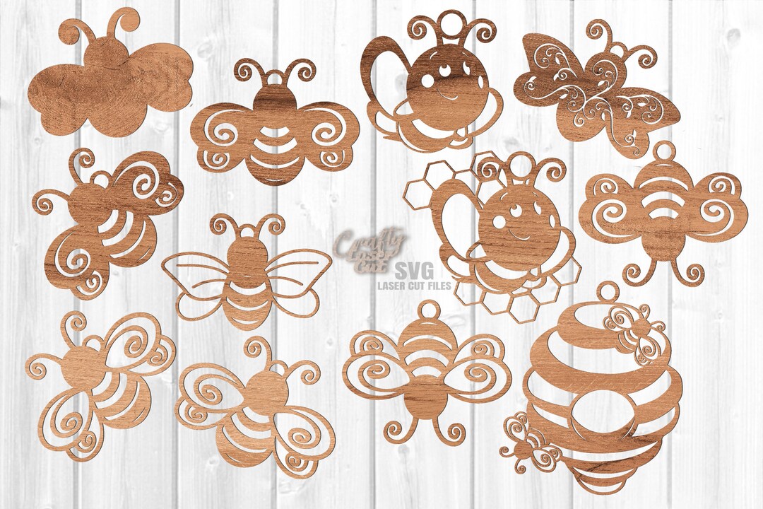 Bee SVG Glowforge Files - Bee Earrings - Bee Necklace - Laser Cut Files ...
