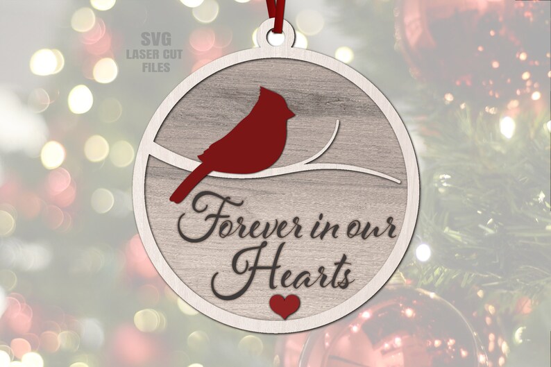 Cardinal Memorial Ornament SVG Laser Cut Files: Christmas Ornaments SVG ...