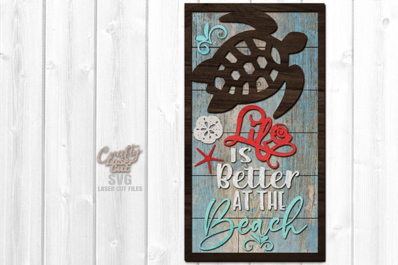 Beach Sign SVG Laser Cut Files Turtle Laser File Beach SVG | Etsy