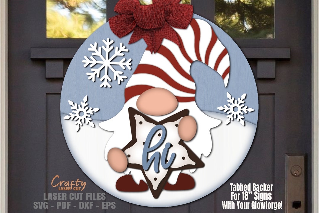 Christmas Door Hanger SVG - Laser Cut Files - Gnome SVG - Gingerbread ...