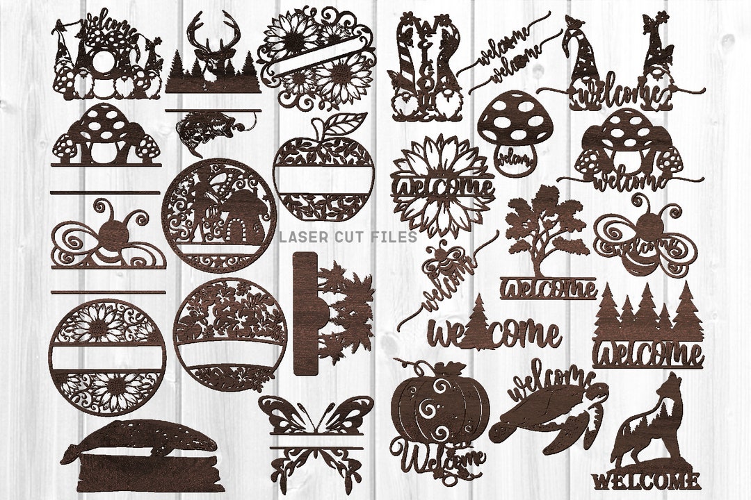 Paquete SVG de signo de bienvenida Archivos cortados con láser Gnome ...