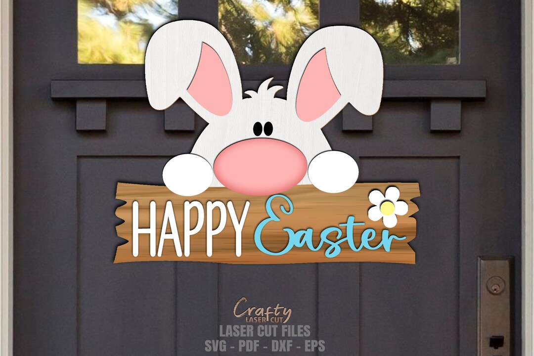 Easter Bunny Door Hanger SVG - Laser Cut Files - Easter Bunny Svg ...