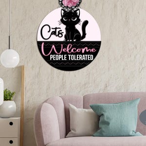 Cats Welcome Sign SVG Laser Cut Files: Humorous Cat Door Hanger SVG ...
