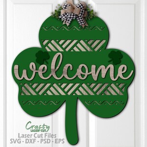 Shamrock Welcome Sign SVG Laser Cut Files - St Patricks Day Svg ...