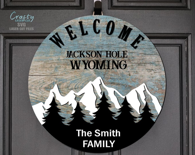 Mountain Scene Welcome Sign SVG Layered File | Vector Design Laser ...