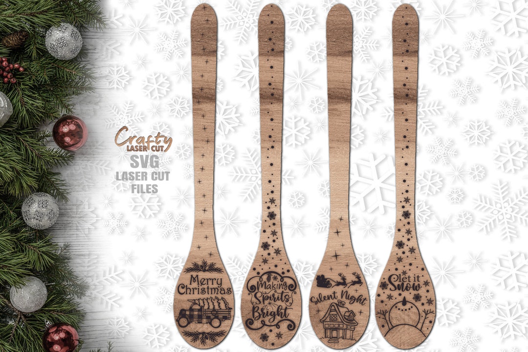 Christmas Wooden Spoon SVG Laser Cut Files: Tree Truck Kitchen Sign SVG ...