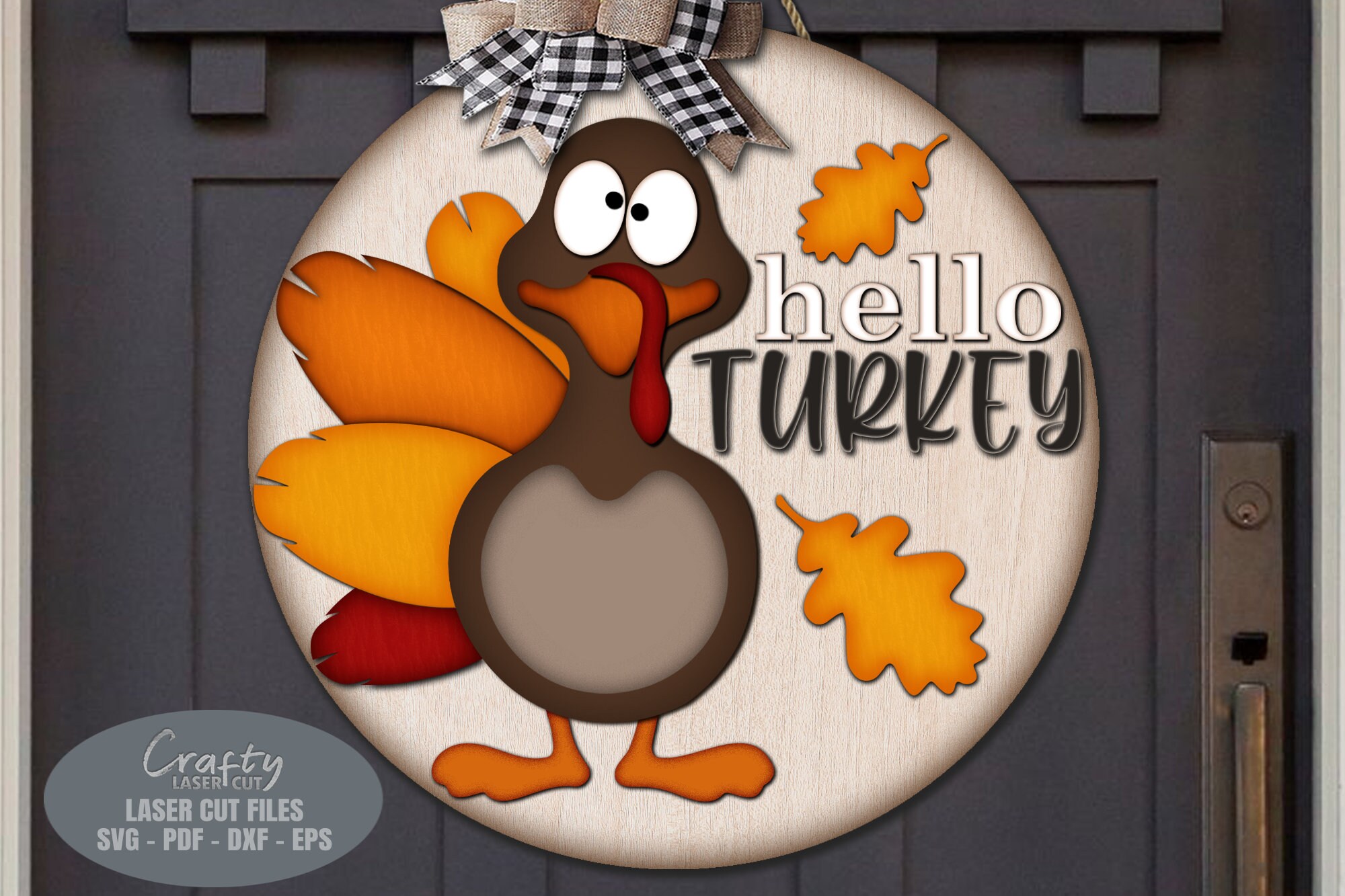Hello Turkey Door Hanger SVG Laser Cut Files, Fall Thanksgiving Welcome ...