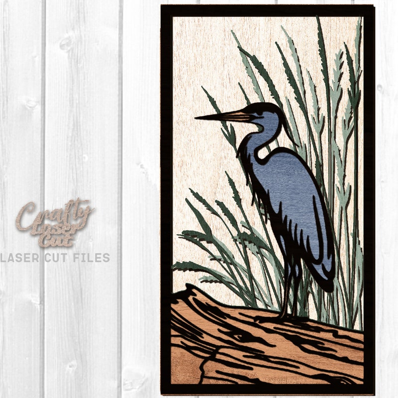 Wood Blue Heron Picture - Etsy