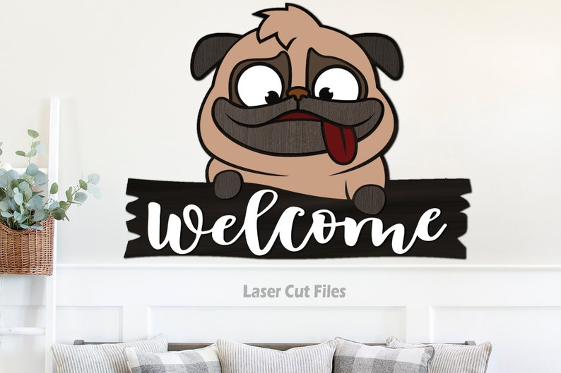 Dog Door Hanger SVG Laser Cut Files Pug SVG Dog SVG Pug - Etsy