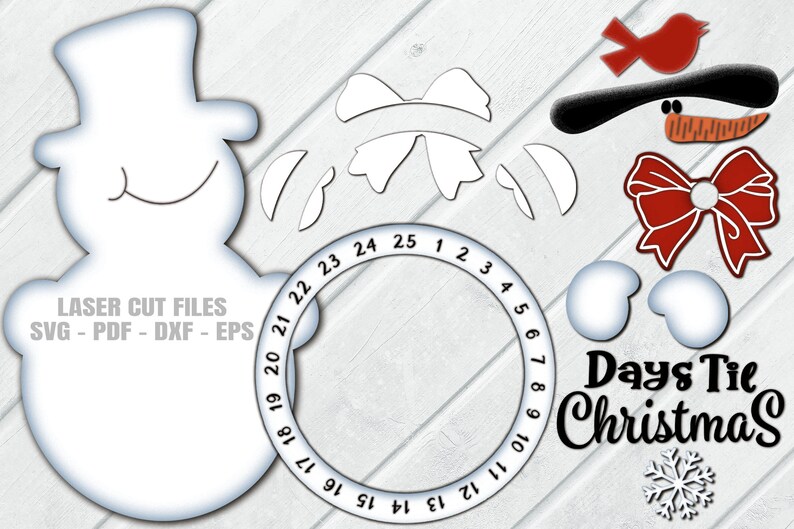 Snowman Countdown Sign SVG Laser Cut Files: Days Until Christmas Sign ...