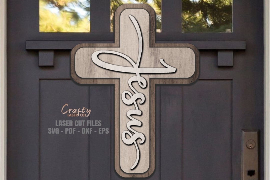 Religious Cross Door Hanger SVG Laser Cut Files Cross SVG Christian ...