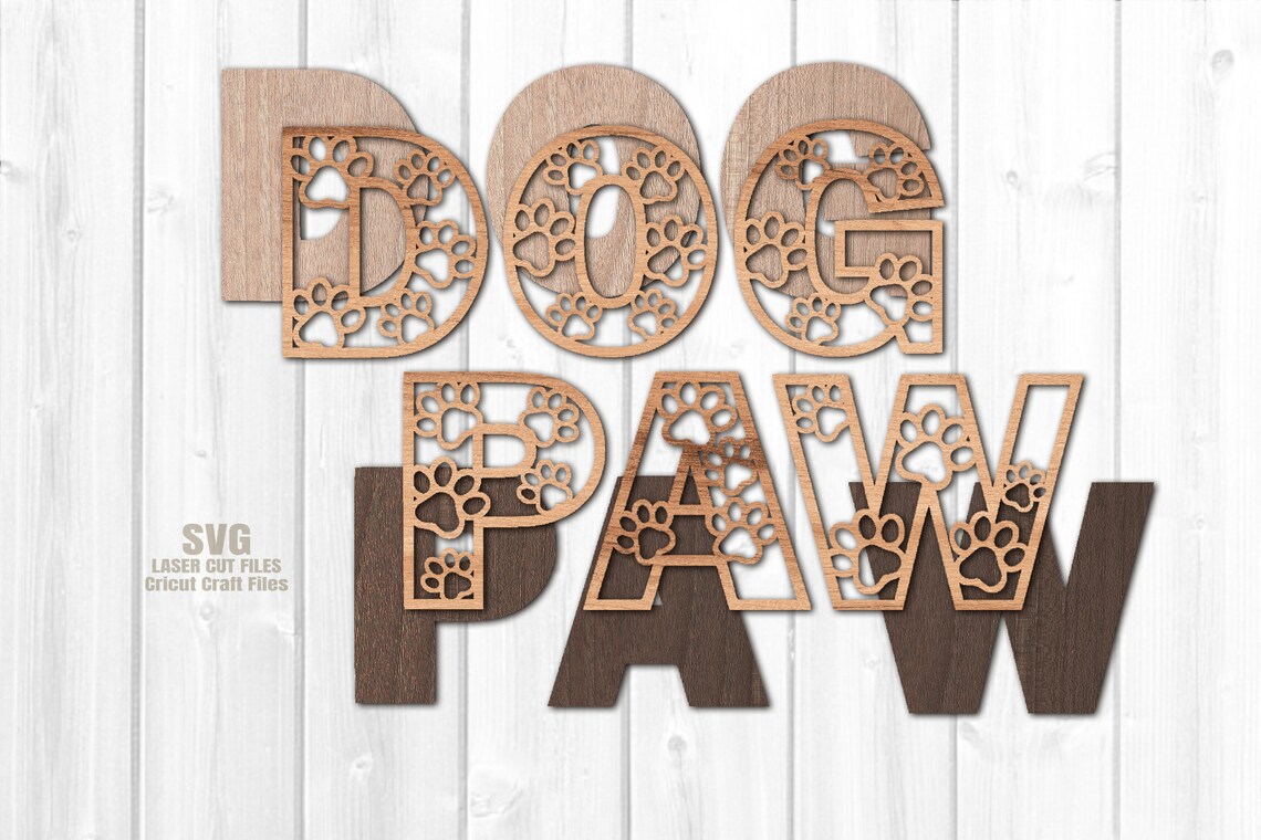 Dog Font SVG Laser Cut Files Paw Print SVG Monogram SVG - Etsy