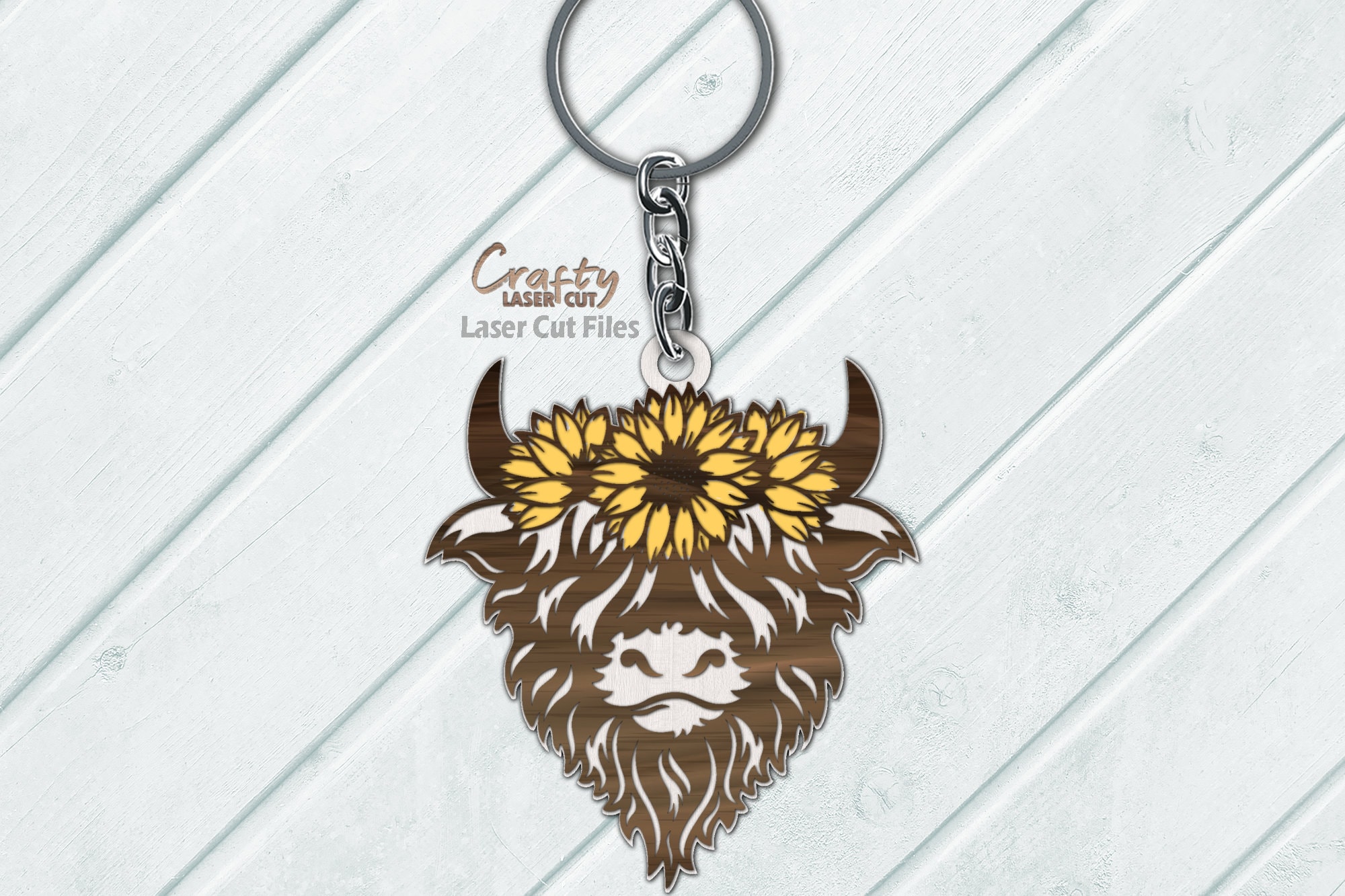 Highland Cow Keychain SVG Laser Cut Files Sunflower SVG - Etsy UK
