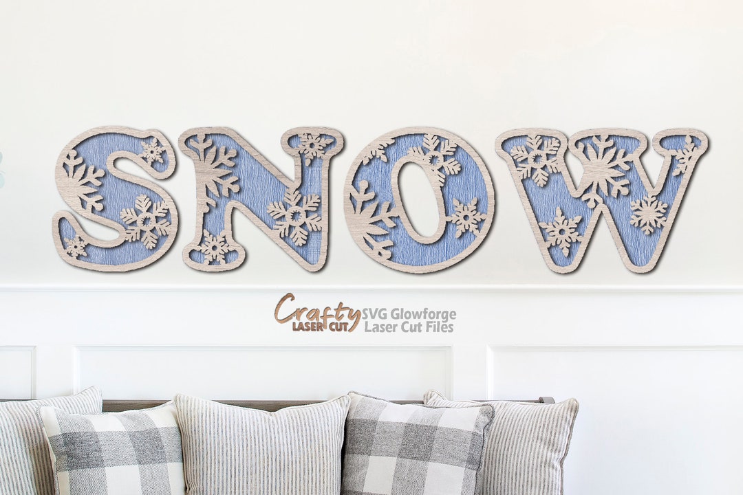 Snowflake Alphabet A-Z Font SVG Glowforge Files Laser Cut Files Retro ...