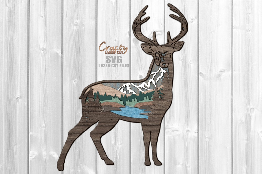 Buck SVG - Laser Cut Files - Deer Sign SVG - Deer Wall Art - Mountains ...