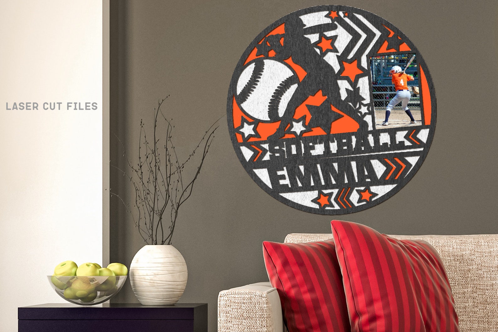 Monogram Softball SVG - Laser Cut Files - Girls Softball SVG - Sports ...