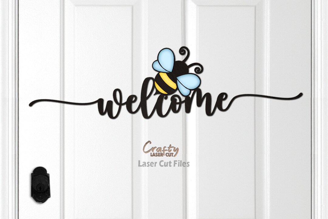 Bee Welcome Sign SVG - Bee Door Hanger SVG - Laser Cut Files - Honey ...