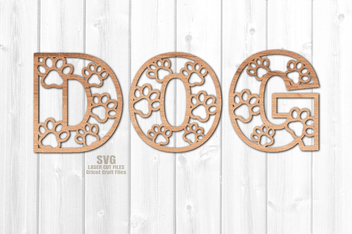 Dog Font SVG Laser Cut Files Paw Print SVG Monogram SVG - Etsy
