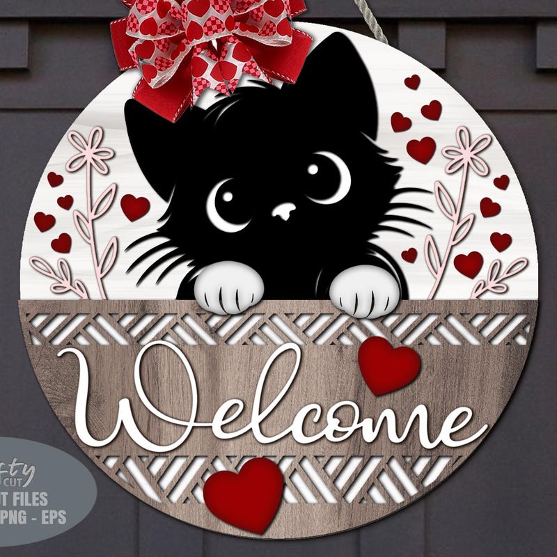 Floral Valentine Cat - Etsy