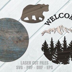Bear Welcome Sign SVG - Forest Door Hanger SVG - Laser Cut Files - Bear ...