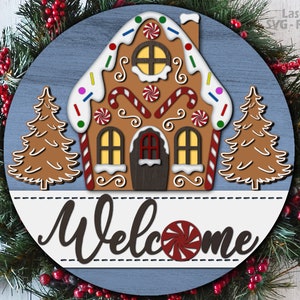 Gingerbread Door Hanger SVG - Laser Cut Files - Christmas SVG ...