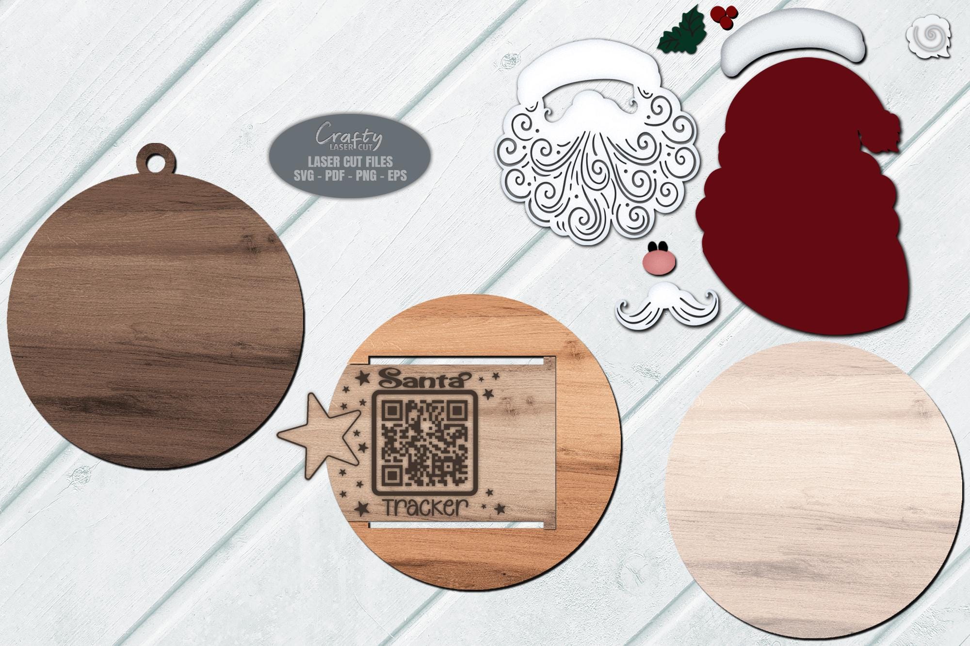 Santa Tracker Christmas Ornament SVG Laser Cut Files for Glowforge and ...