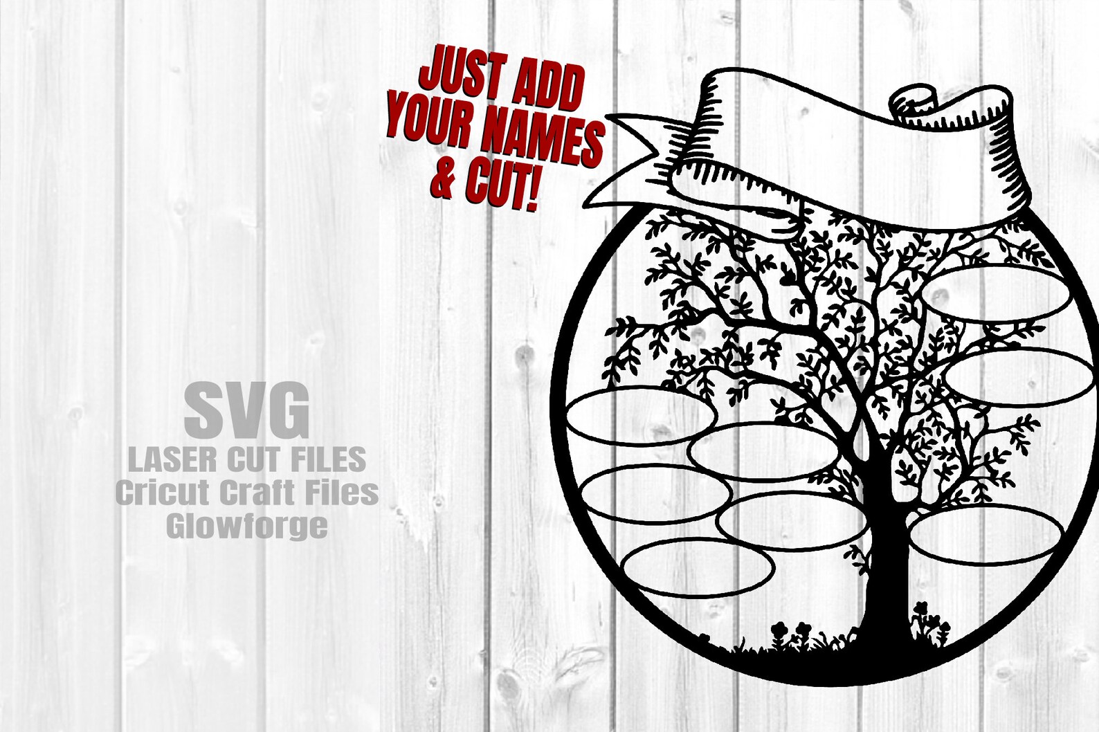 Monogram Family Tree SVG Laser Cut Files Round Family Sign - Etsy