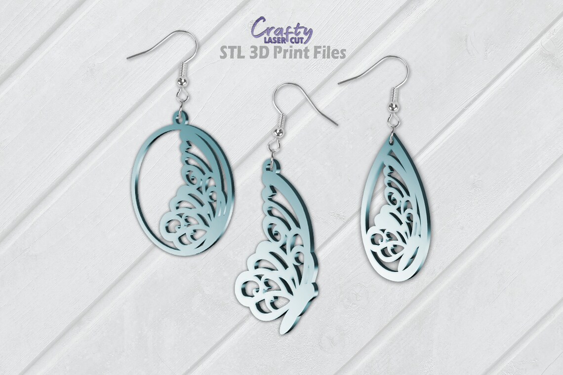 Butterfly Earring STL File: 3D Printer Files Bundle (digital Download ...