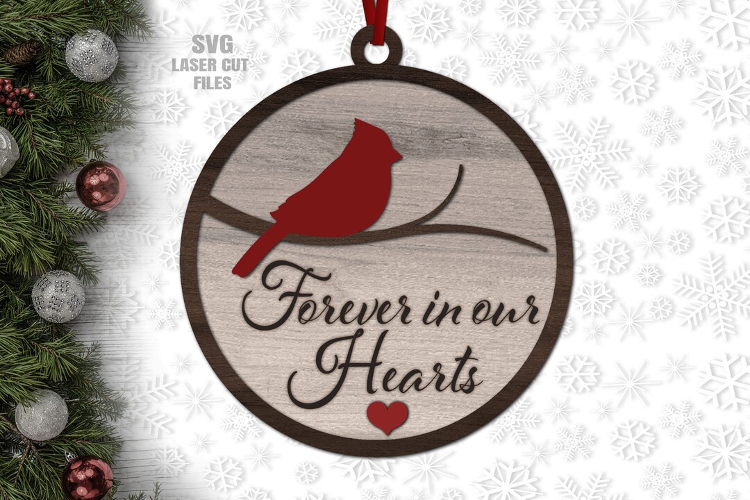 Cardinal Memorial Ornament SVG Laser Cut Files: Christmas Ornaments SVG ...
