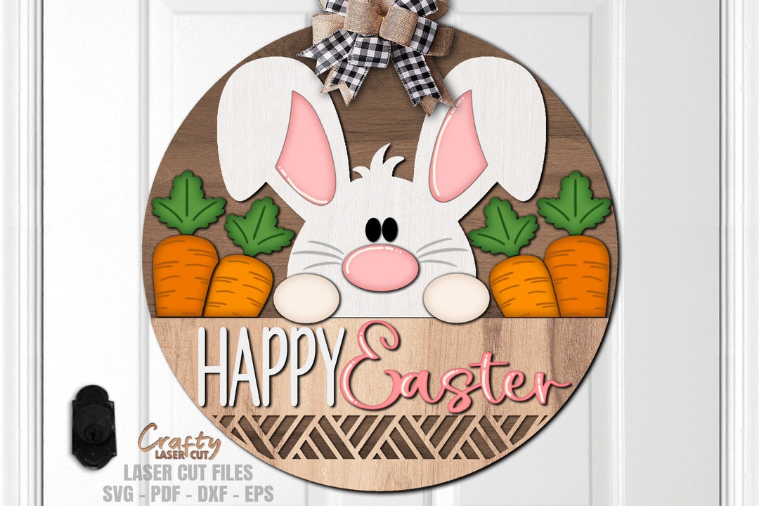 Easter Bunny Door Hanger SVG - Easter Bunny SVG - Laser Cut Files ...