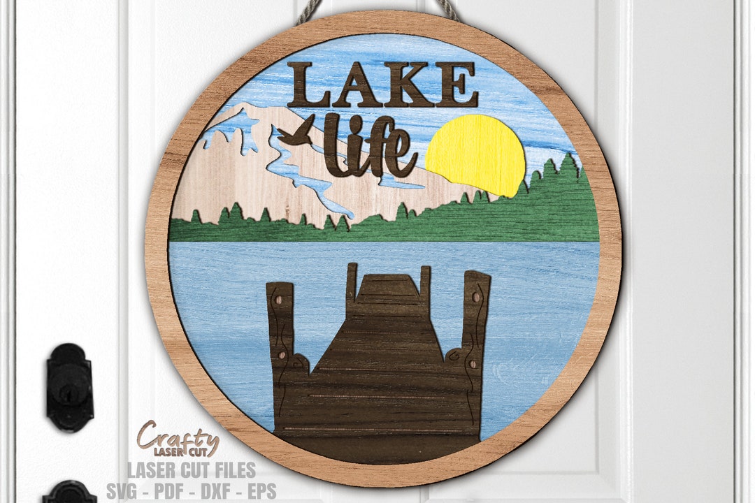 Lake Door Hanger SVG - Lake Life SVG - Glowforge Laser Cut Files - Lake ...