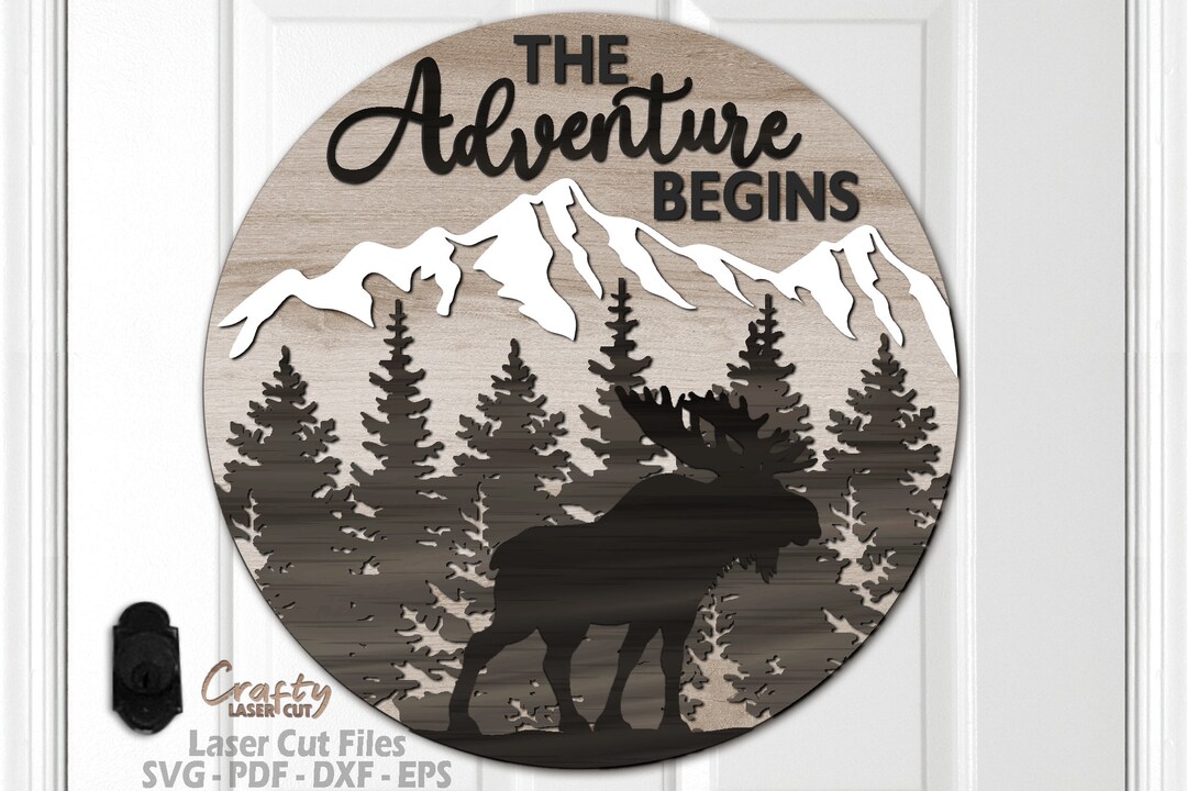 Moose Door Hanger SVG Laser Cut Files: Forest Adventure Welcome Sign ...