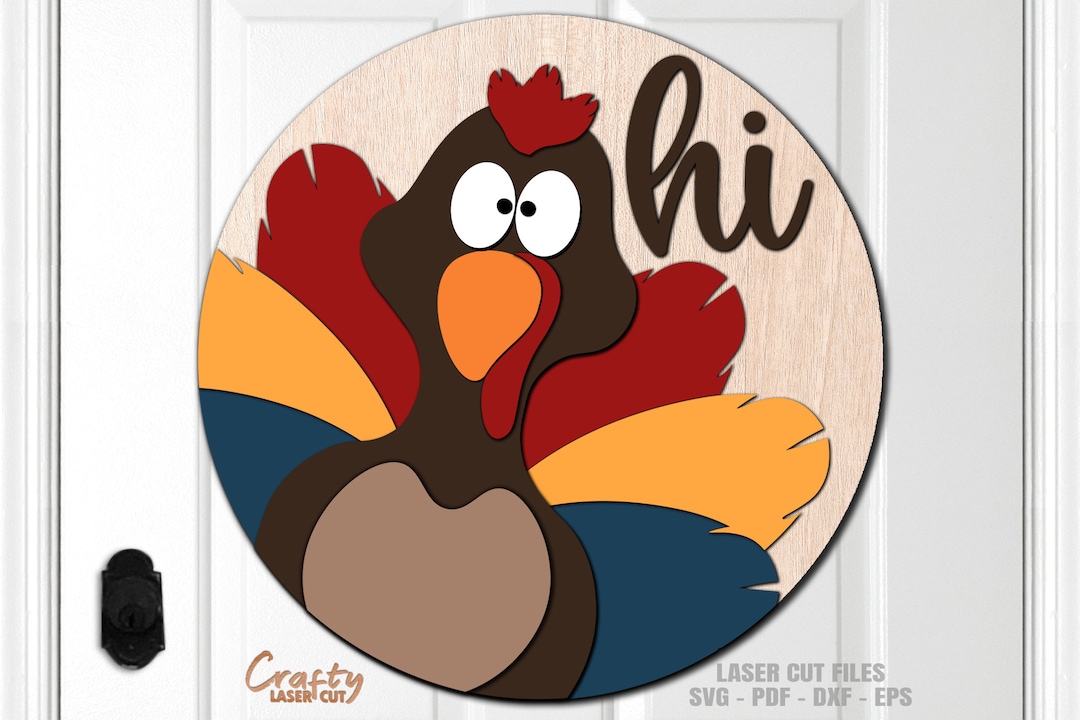 Turkey Door Hanger SVG - Laser Cut Files - Fall SVG - Turkey Svg ...