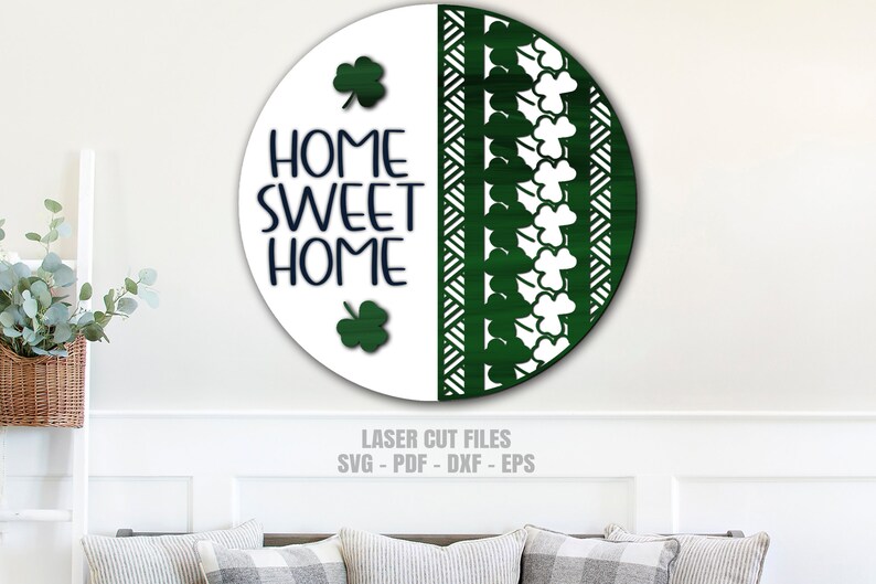 Shamrock Door Hanger SVG: Boho Welcome Sign, Laser Cut File - Etsy