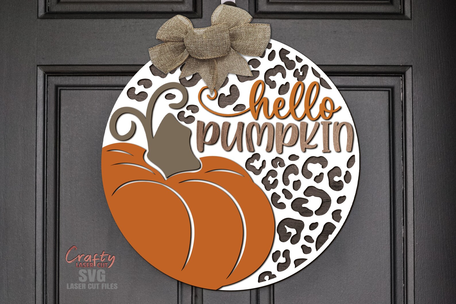 Fall Door Hanger SVG Laser Cut Files, Leopard Print Pumpkin Welcome ...