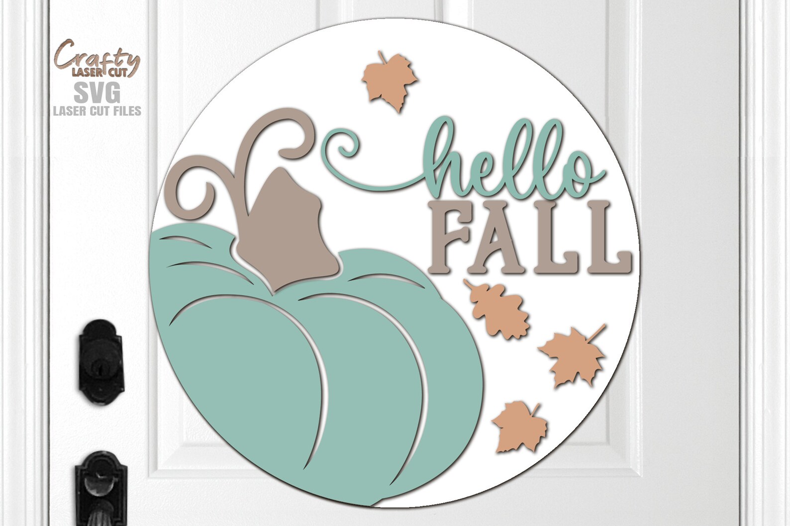Hello Fall Door Hanger SVG Laser Cut Files Pumpkin SVG - Etsy