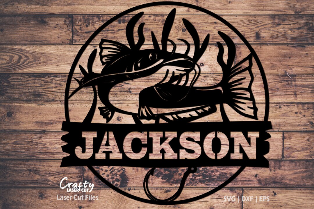 Catfish Door Hanger SVG Laser Cut Files: Fishing Welcome Sign SVG ...