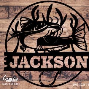 Catfish Door Hanger SVG Laser Cut Files: Fishing Welcome Sign SVG ...