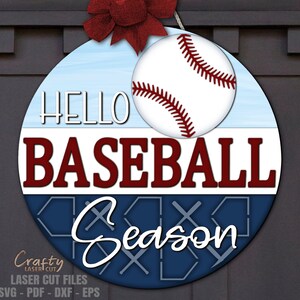 Baseball Door Hanger SVG - Hello Baseball Season Sign SVG - Baseball ...