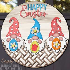 Easter Door Hanger SVG - Happy Easter SVG - Gnome Svg - Laser Cut Files ...