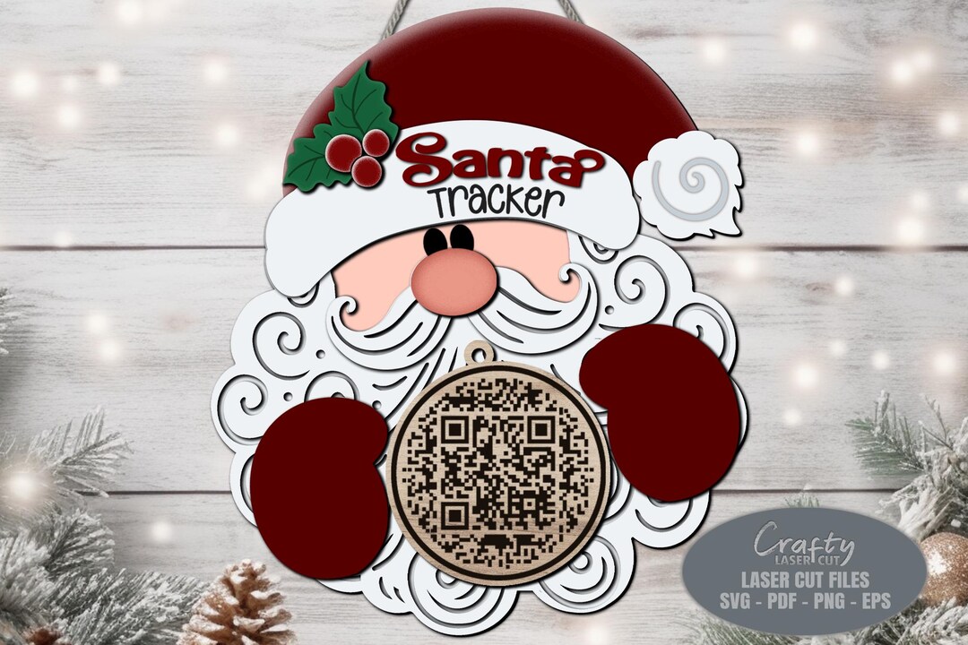 Santa Tracker Sign SVG Laser Cut Files: Christmas Door Hanger SVG ...