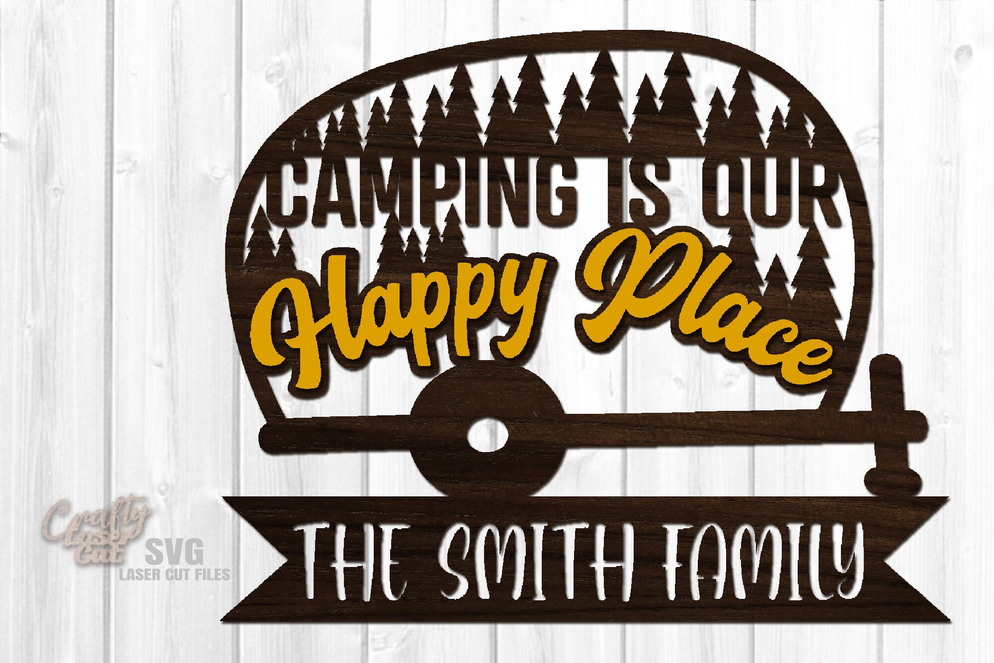 Monogram Camping Sign SVG Glowforge Files Laser Cut Files - Etsy