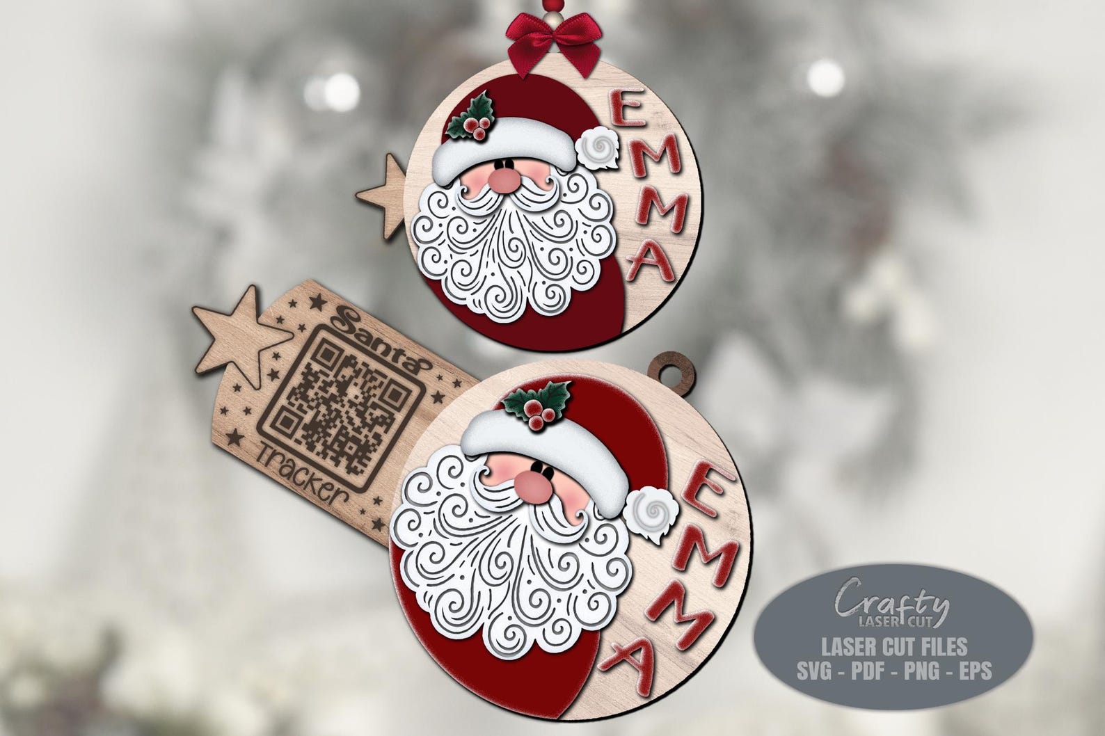 Santa Tracker Christmas Ornament SVG Laser Cut Files for Glowforge and ...